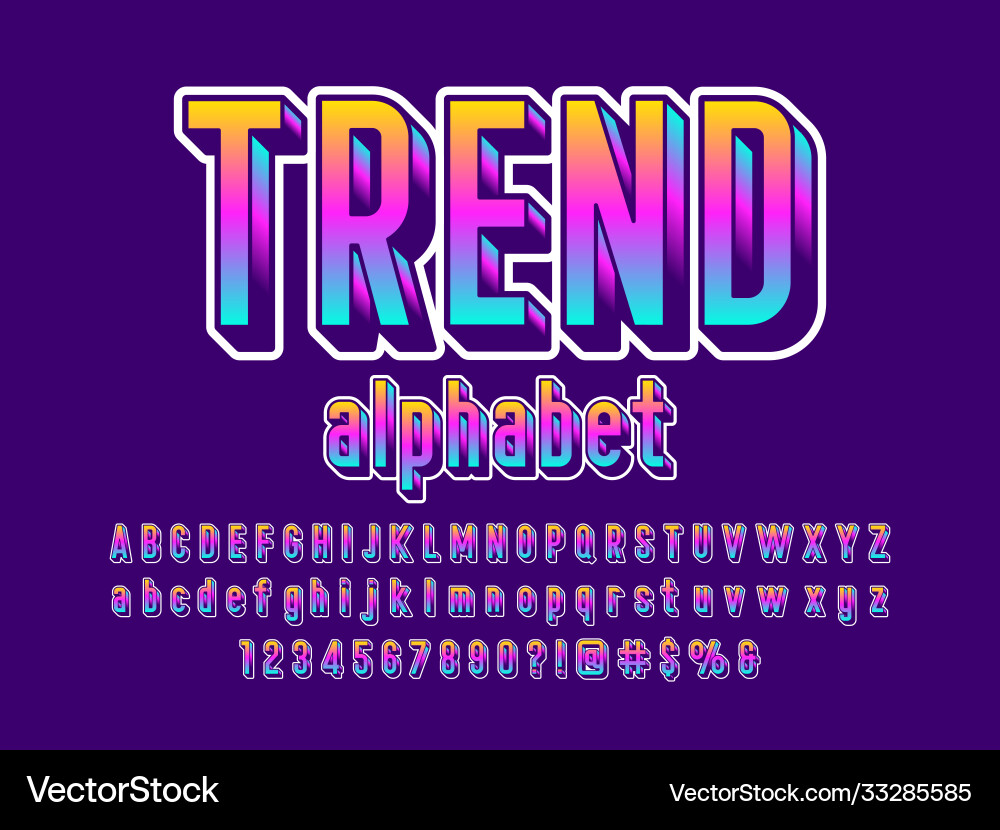 Colour font Royalty Free Vector Image - VectorStock