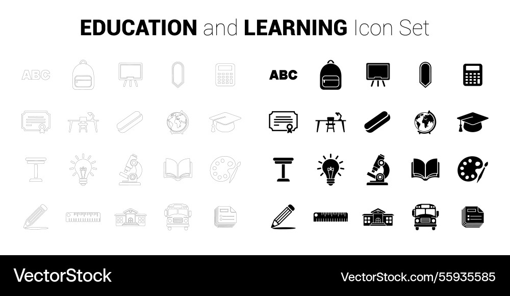Education and learning icons set Royalty Free Vector Image