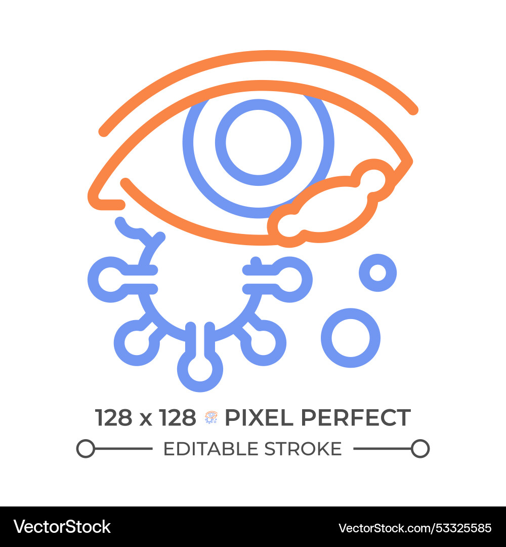 Eye infection two color line icon Royalty Free Vector Image