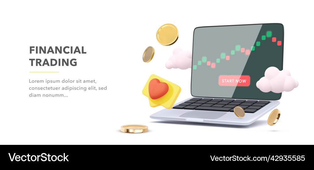 Financial trading banner in 3d realistic style Vector Image
