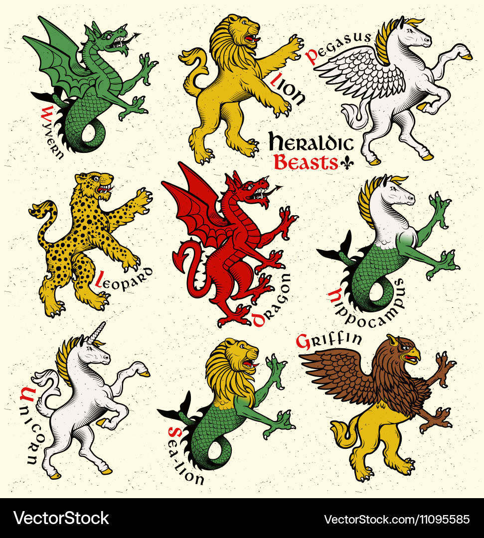 Heraldic beasts Royalty Free Vector Image - VectorStock