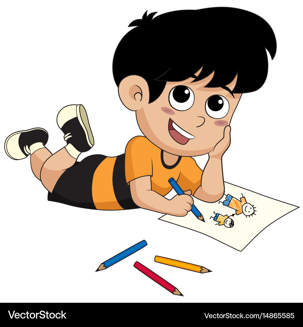 Kid drawing a pictures Royalty Free Vector Image