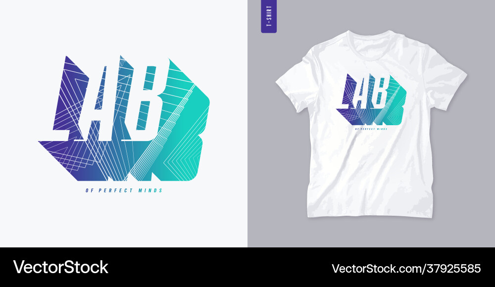 Lab minds letter t-shirt design poster Royalty Free Vector