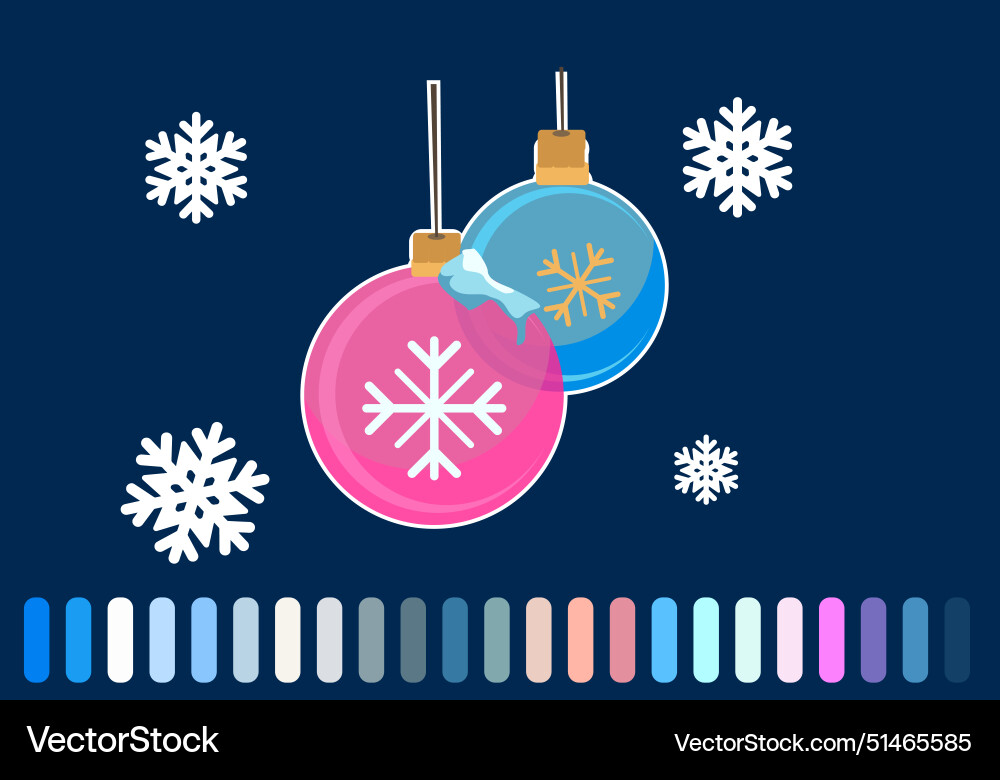 Set of christmas ornaments on blue background Vector Image
