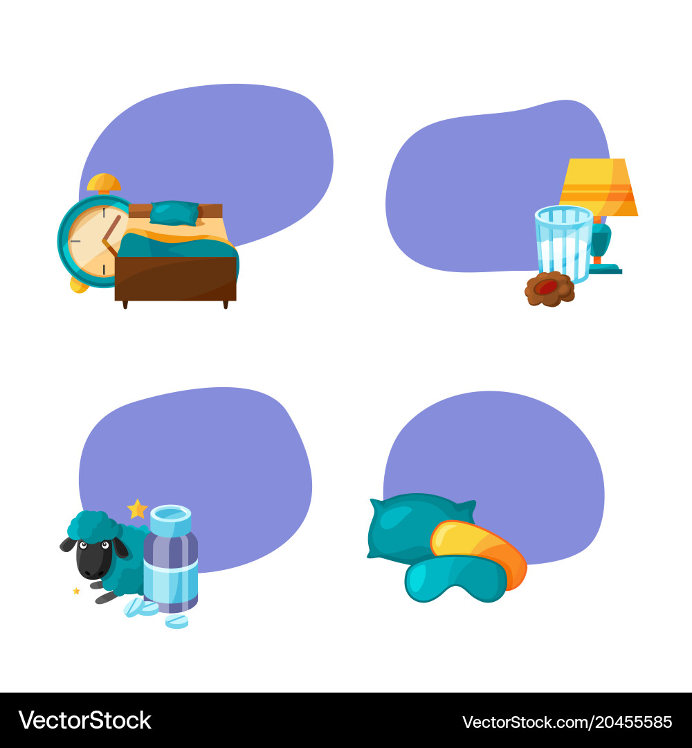 Set of stickers with cartoon sleep elements Vector Image