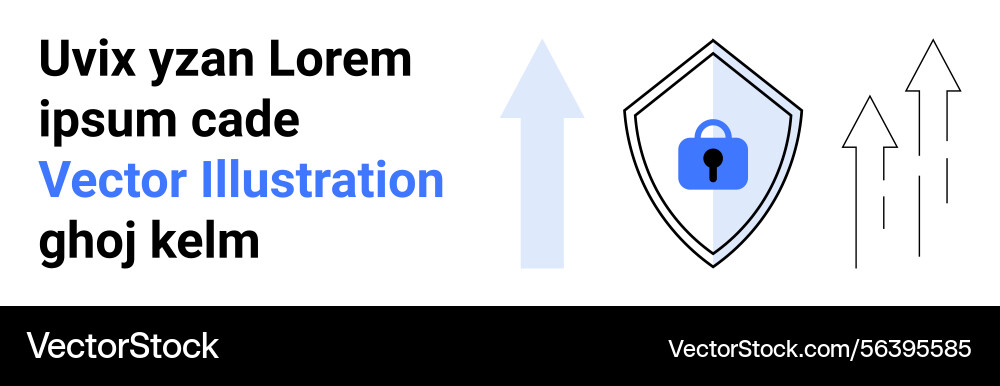 Shield with lock and rising arrows representing Vector Image