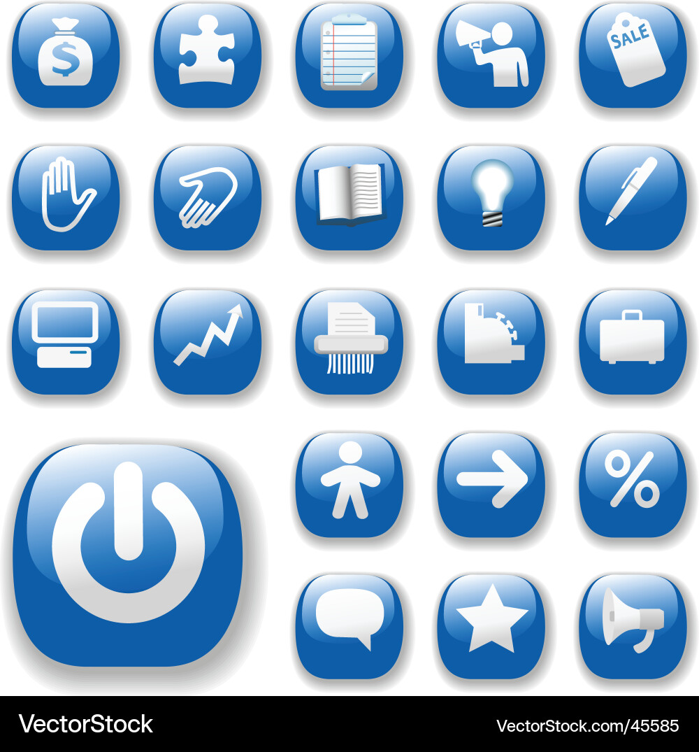 Shiny blue control button Royalty Free Vector Image