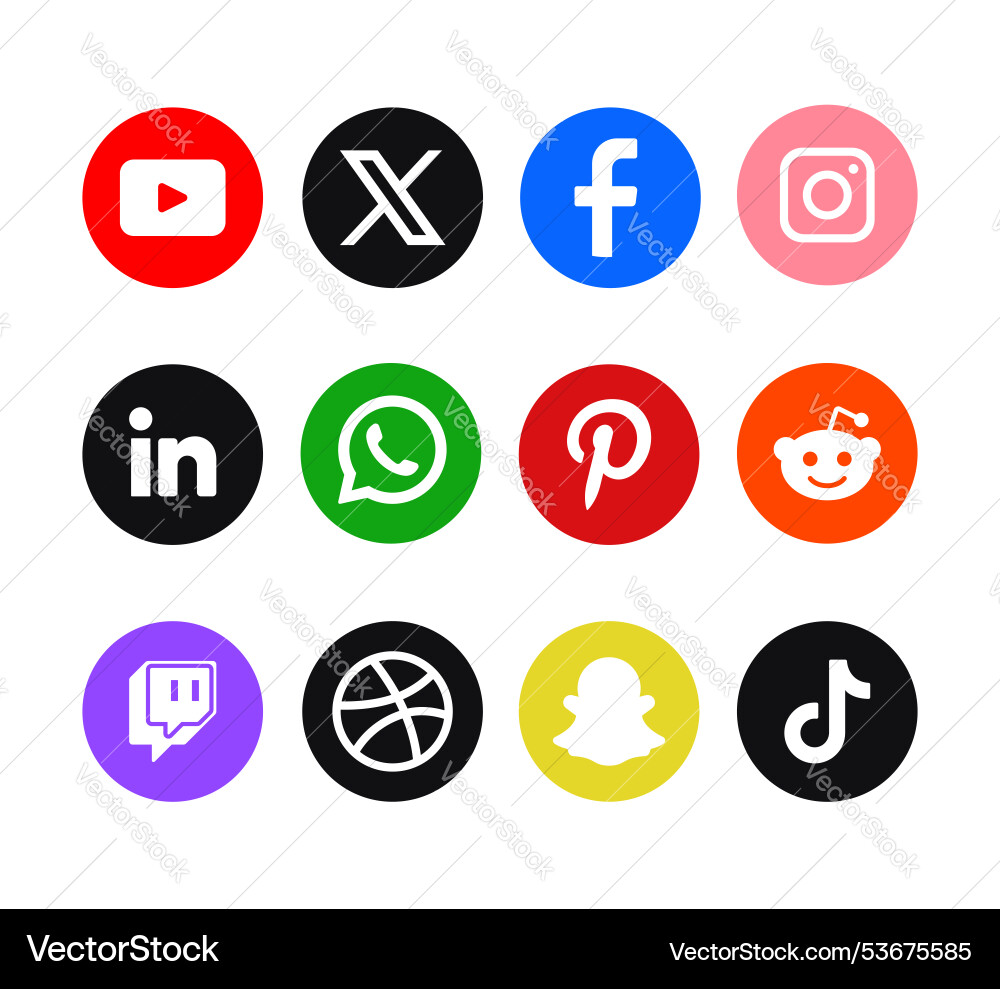 Social Media Icon Set Royalty Free Vector Image