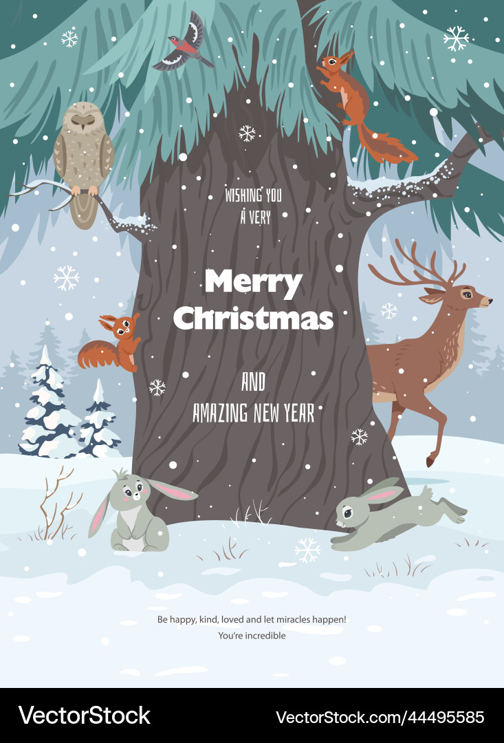 Tree and animals Royalty Free Vector Image - VectorStock