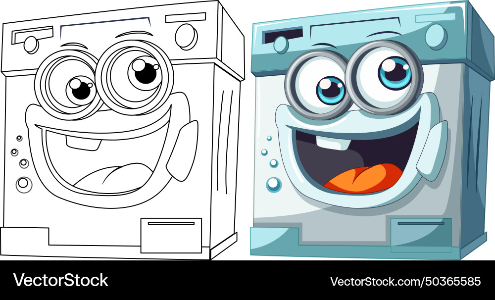 Two cheerful animated washing machines smiling Vector Image