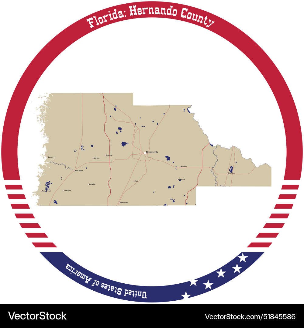 Map of hernando county in florida usa Royalty Free Vector