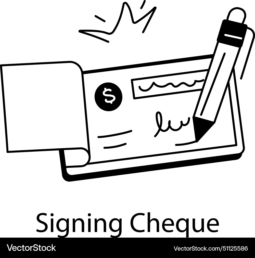 Signing cheque Royalty Free Vector Image - VectorStock