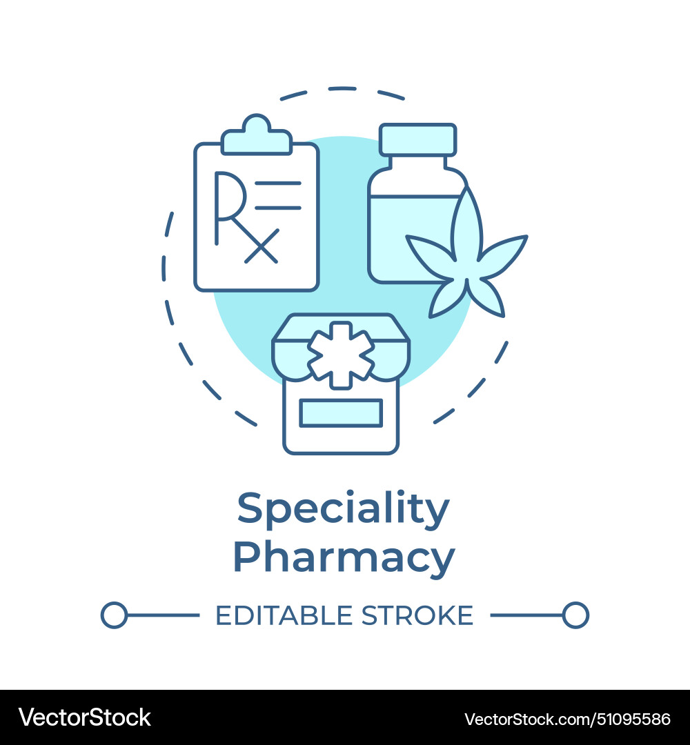 Speciality pharmacy soft blue concept icon Vector Image