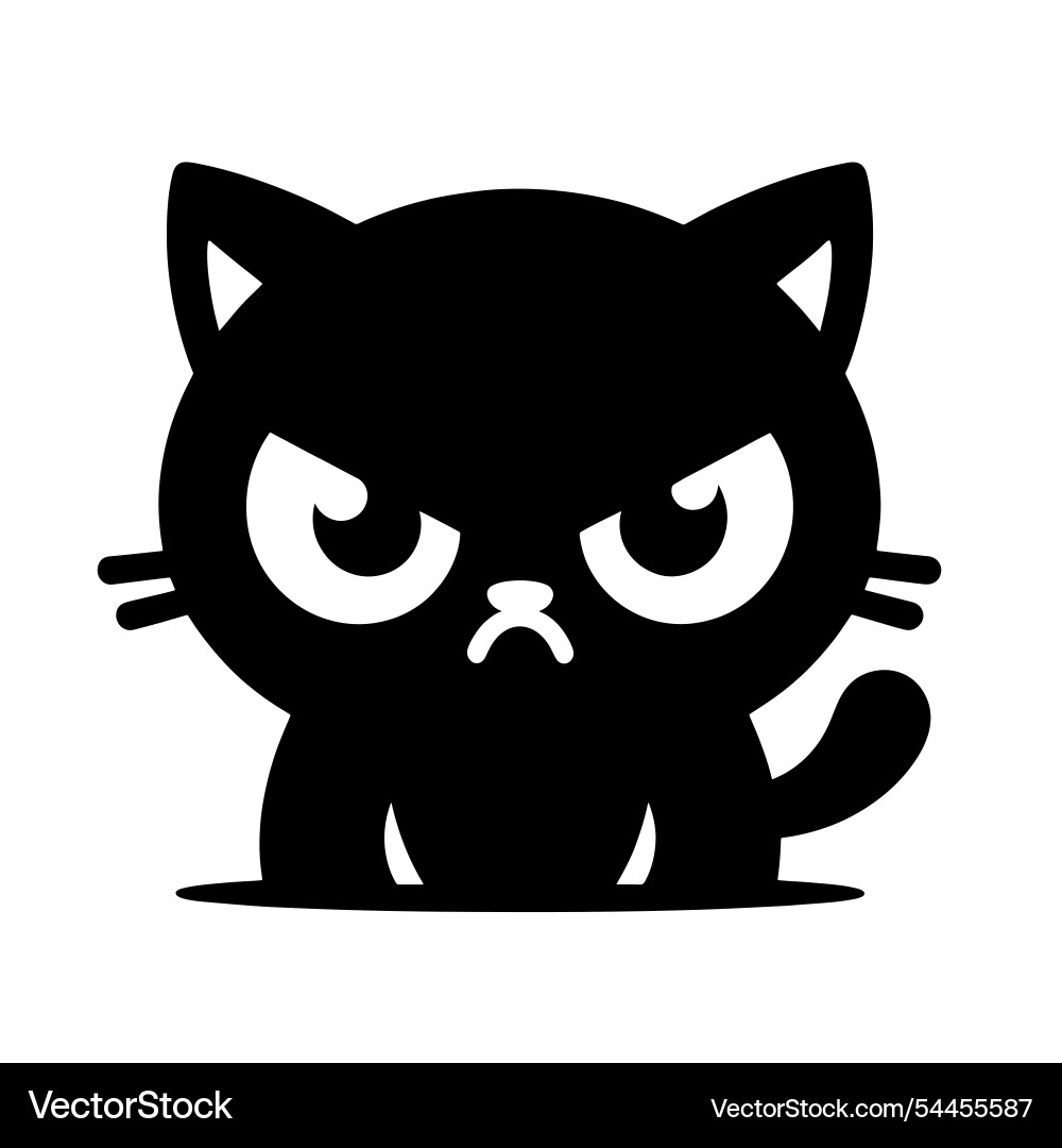 Angry black kitten Royalty Free Vector Image - VectorStock