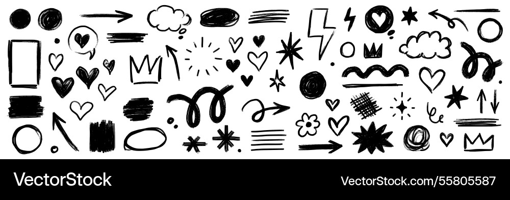 Crayon line kid pencil color brush hand drawn Vector Image