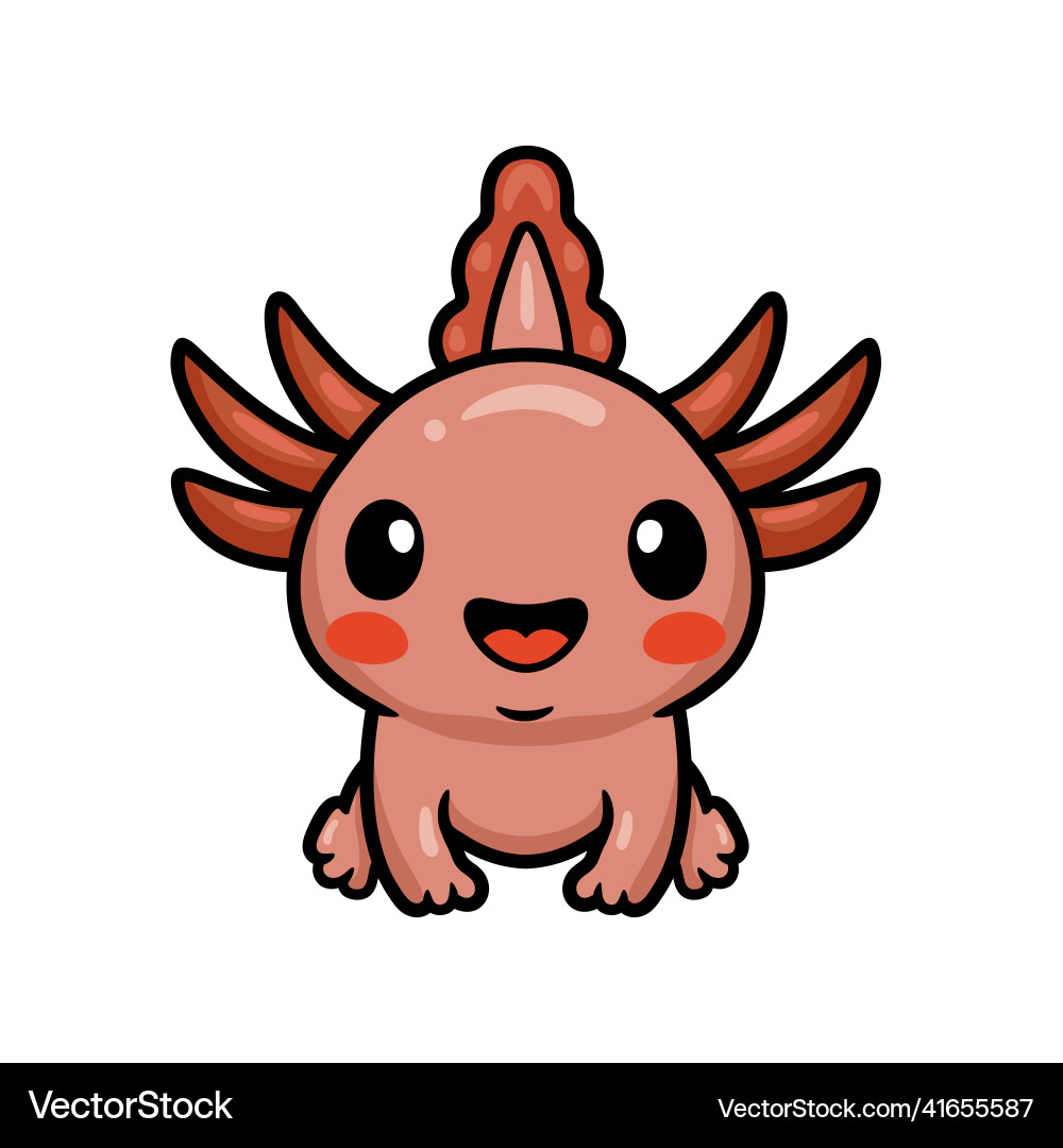 Cute axolotl cartoon sitting Royalty Free Vector Image