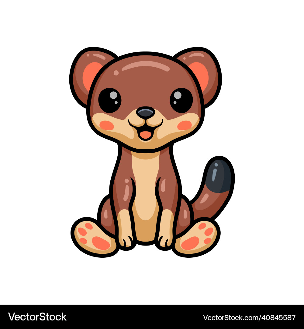 Cute little weasel cartoon sitting Royalty Free Vector Image