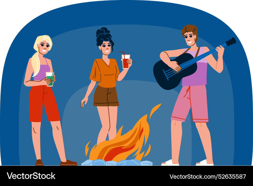 Fire beach bonfire party Royalty Free Vector Image