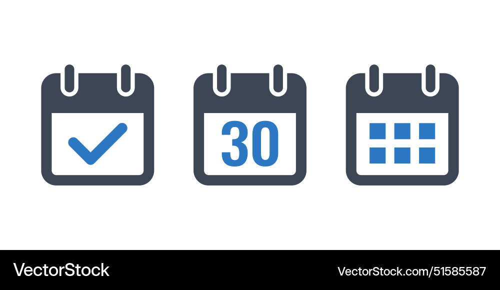 Flat calendar icon set Royalty Free Vector Image