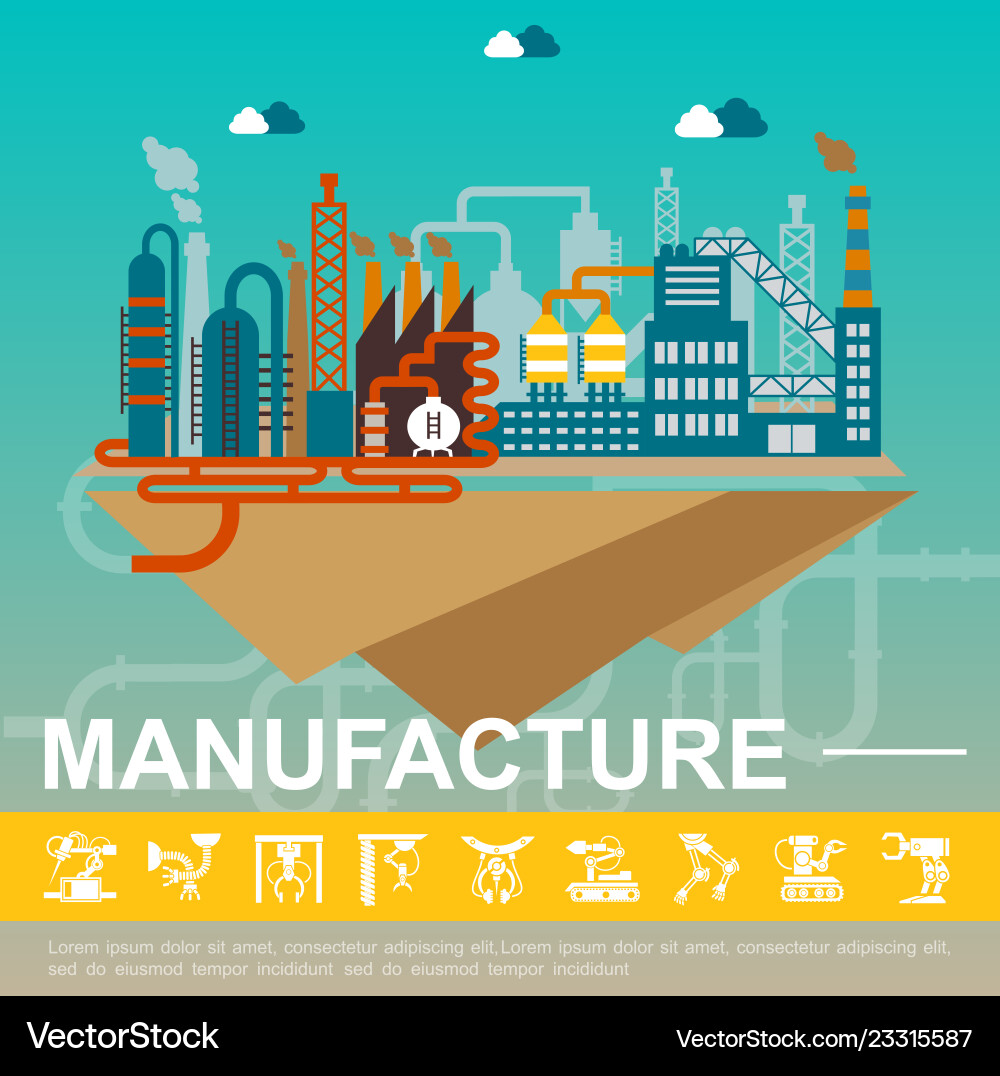Flat industrial factory template Royalty Free Vector Image