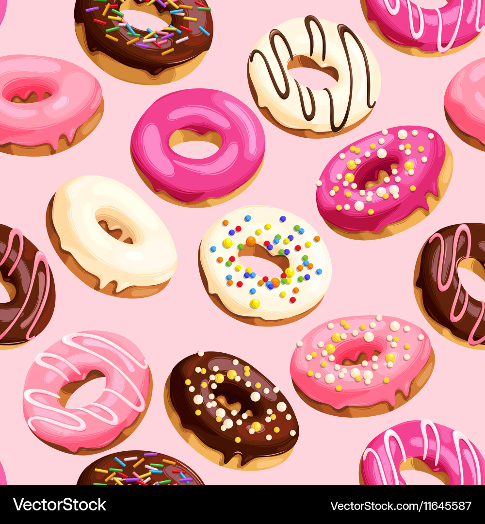 Glazed donuts seamless Royalty Free Vector Image