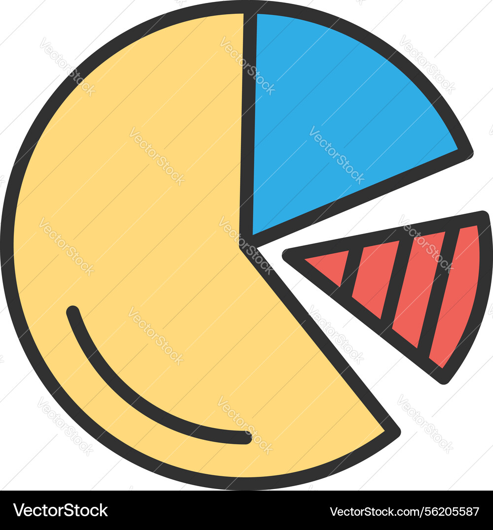 Pie chart outline filled icon Royalty Free Vector Image