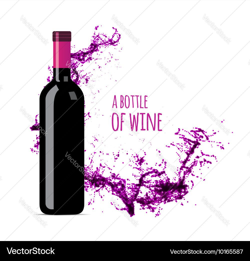 Red wine splash with bottle Royalty Free Vector Image