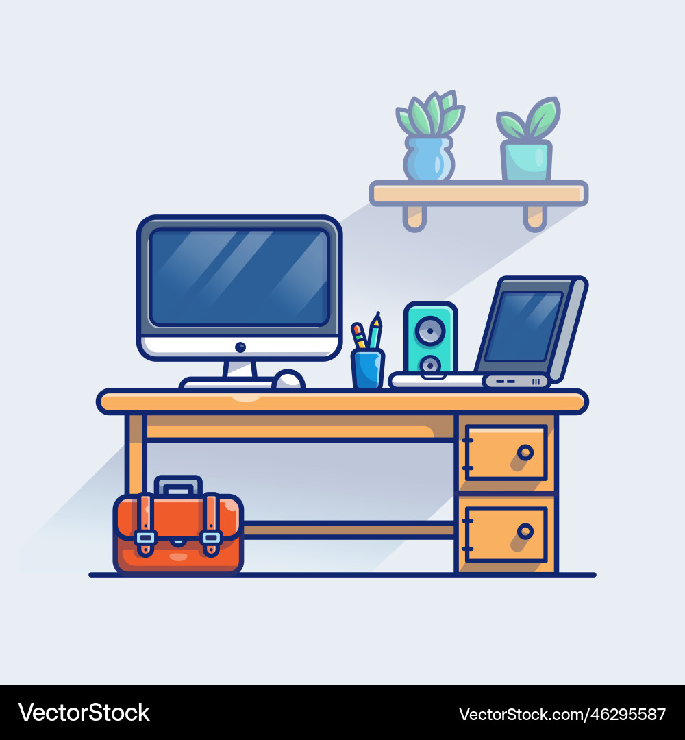 Workspace cartoon Royalty Free Vector Image - VectorStock