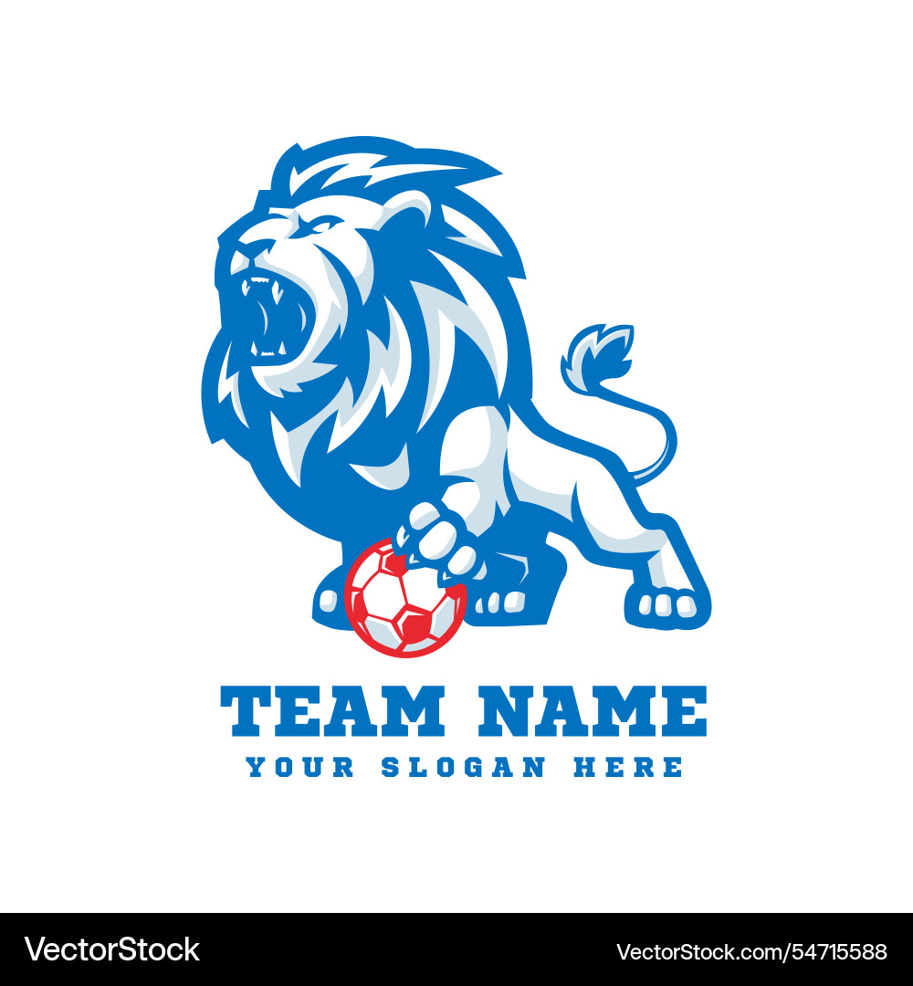 Aggressive Lion Mascot Soccer Logo Royalty Free Vector Image
