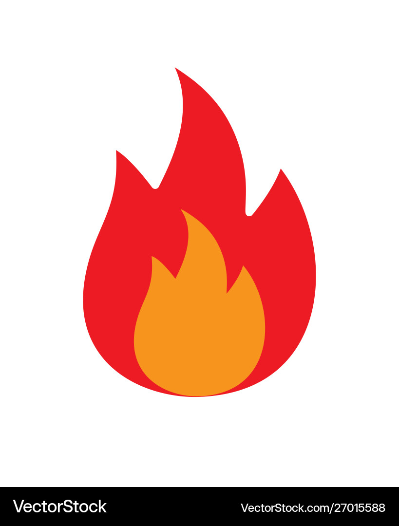 Flat cartoon red yellow fire icon Royalty Free Vector Image
