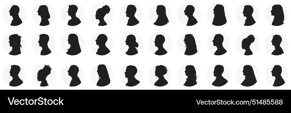People side face silhouette Royalty Free Vector Image