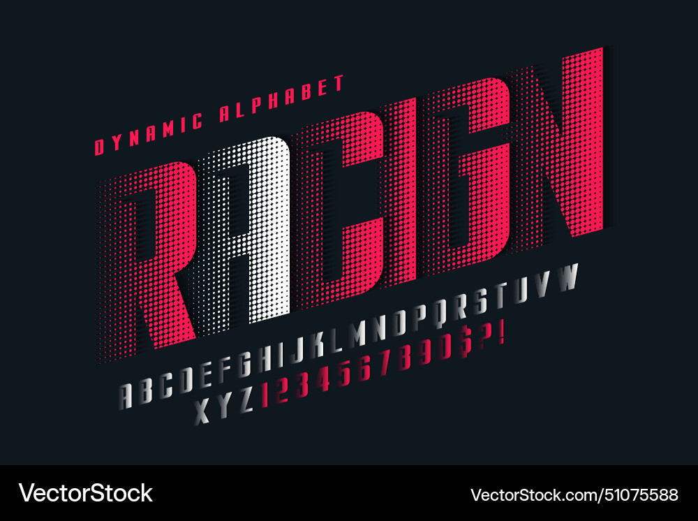 Racing alphabet design dynamic typeface letters Vector Image