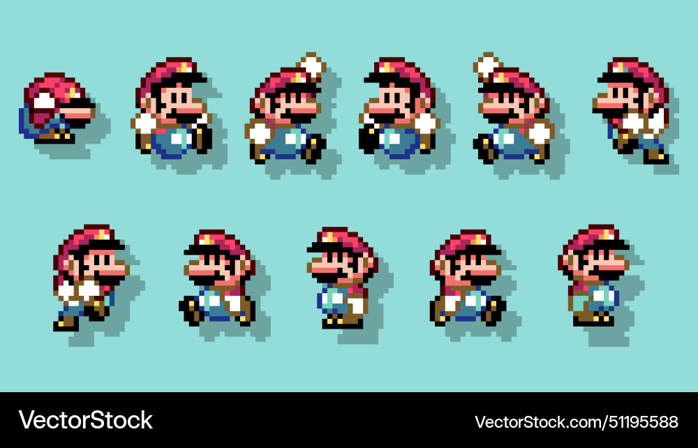 Set of little mario moves art of super mario Vector Image