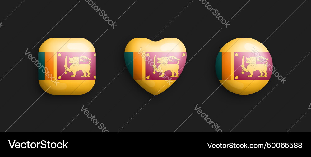 Sri Lanka Flag Icons - 3D Glossy Royalty Free Vector Image
