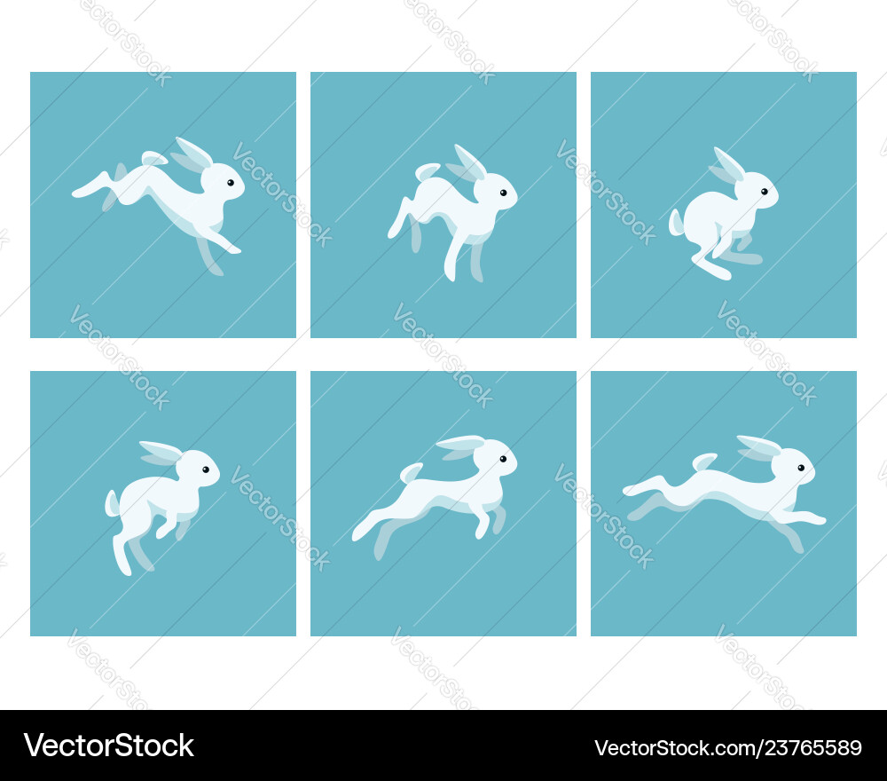Cartoon running rabbit animation sprite sheet Vector Image