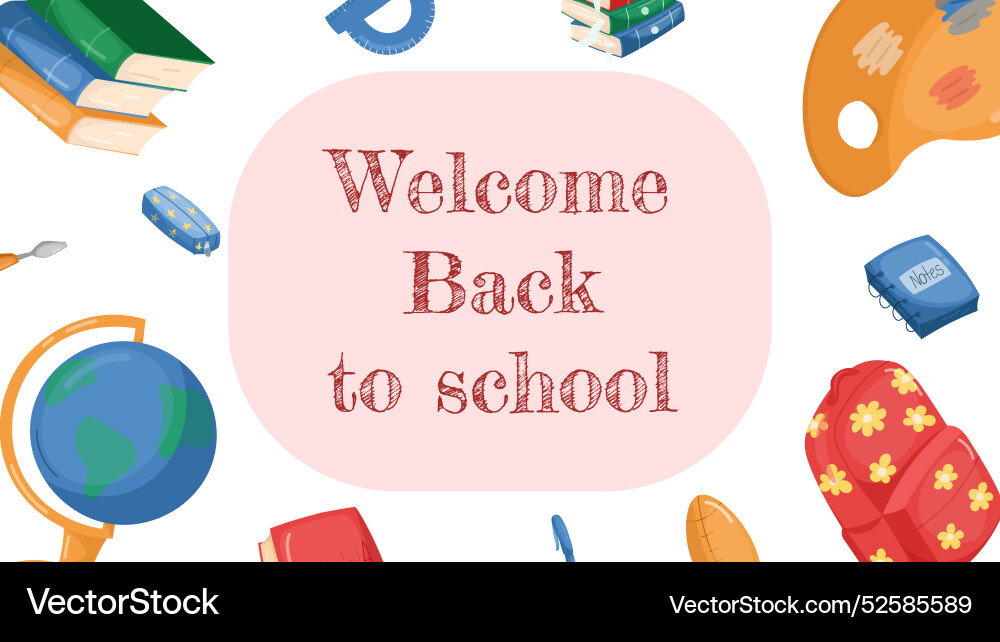 Children cute school poster back Royalty Free Vector Image