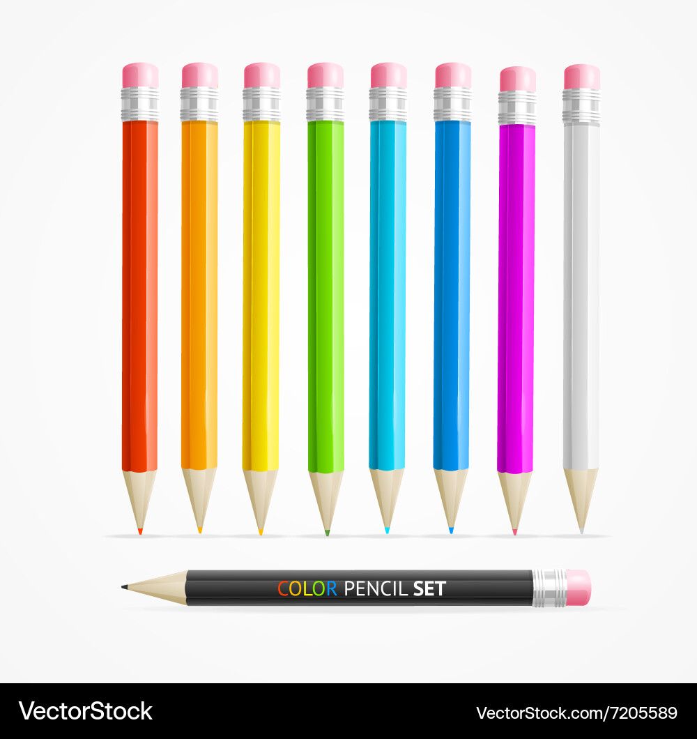 Color pencil set Royalty Free Vector Image - VectorStock