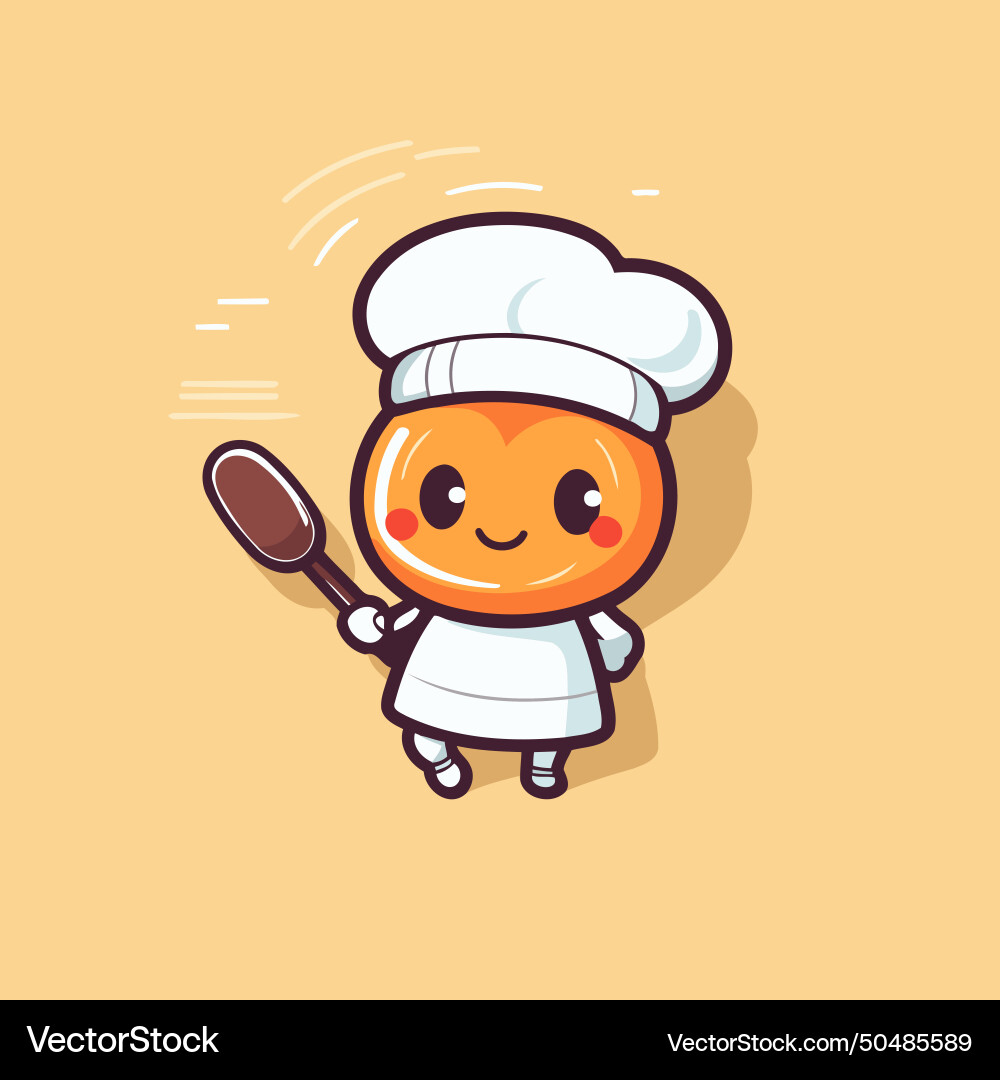 Cute cartoon chef character with spoon Royalty Free Vector