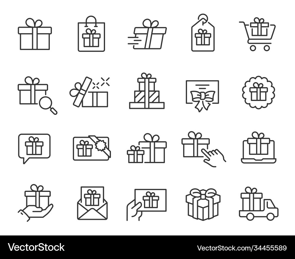 Gifts and presents icons set editable Royalty Free Vector