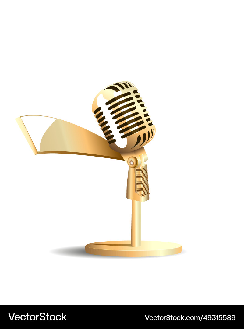 Golden Vintage Microphone Royalty Free Vector Image