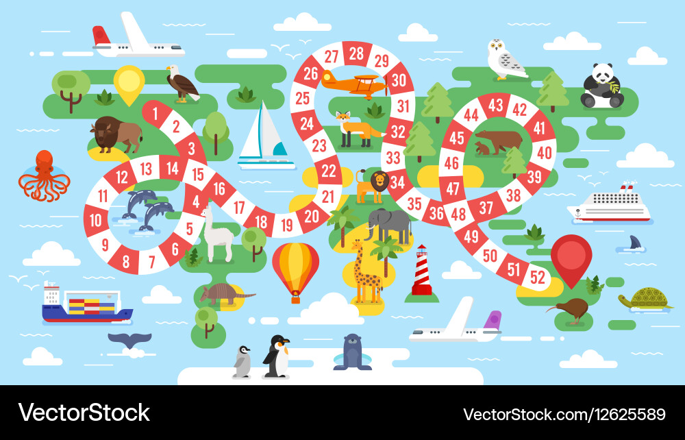Kids world tour board game Royalty Free Vector Image