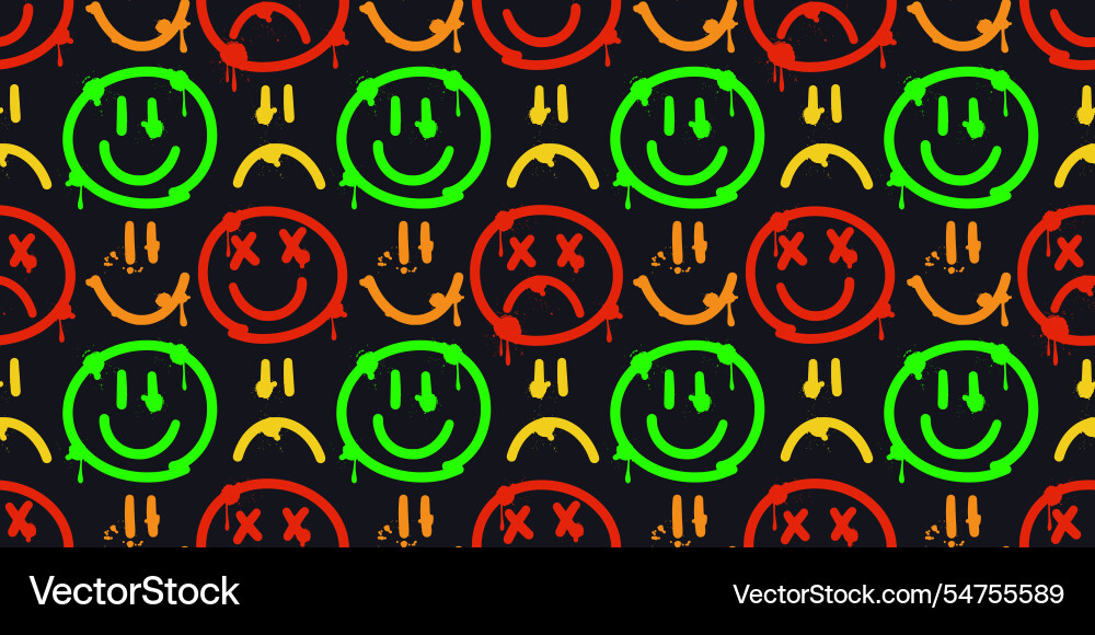 Street graffiti smiley of different emotions Vector Image