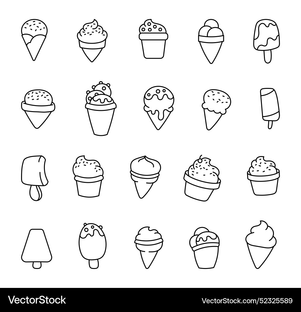Tasty and refreshing ice cream coloring page Vector Image