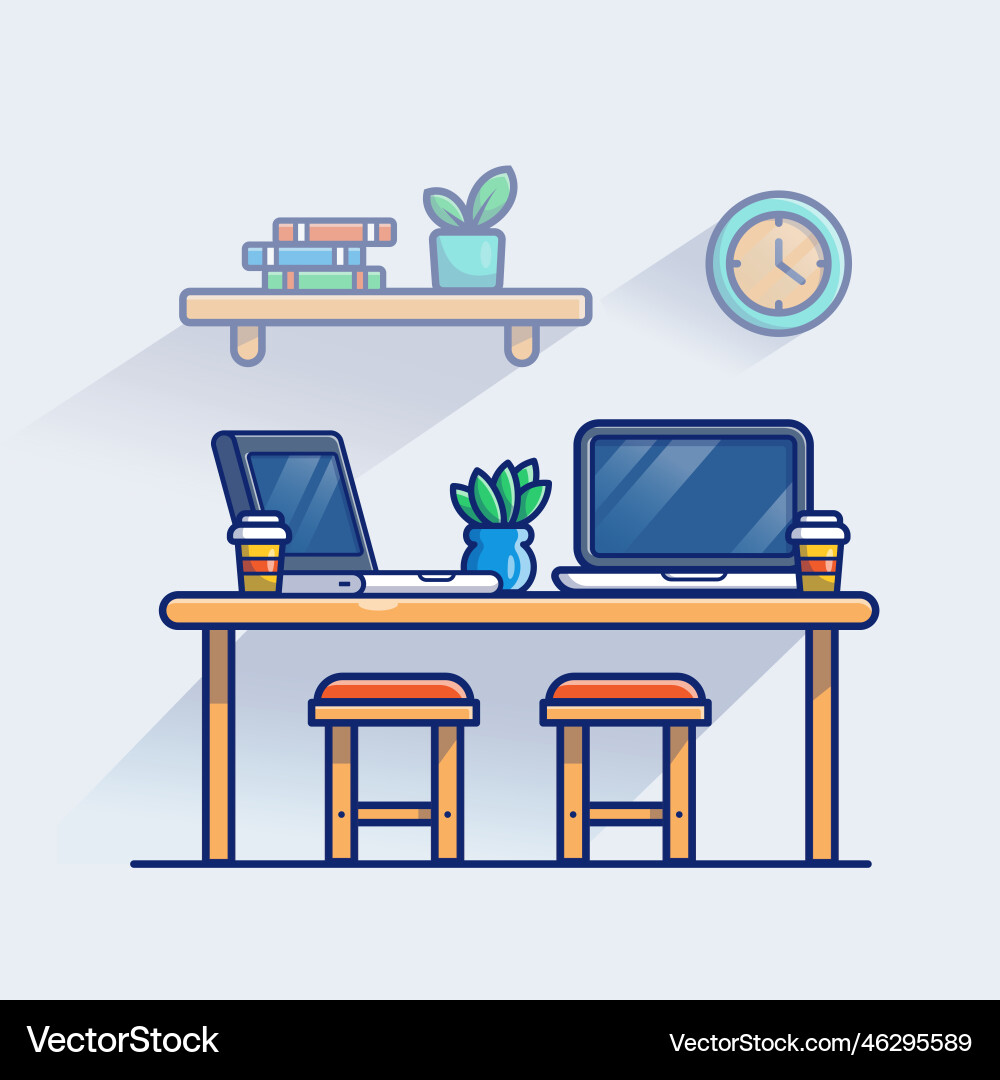 Workspace cartoon Royalty Free Vector Image - VectorStock