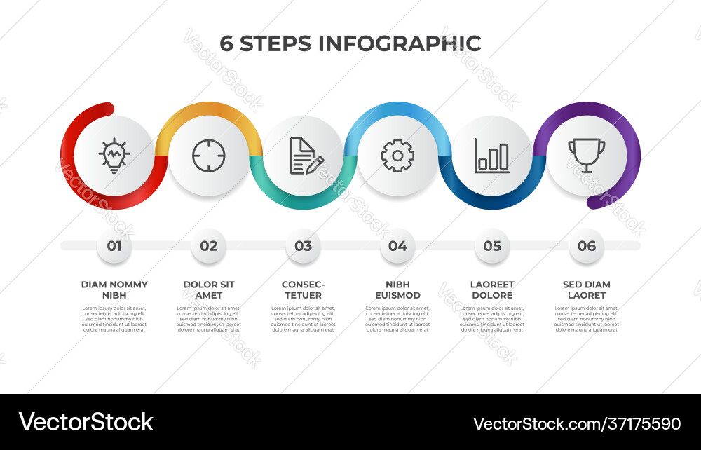 6 points steps list layout diagram Royalty Free Vector Image