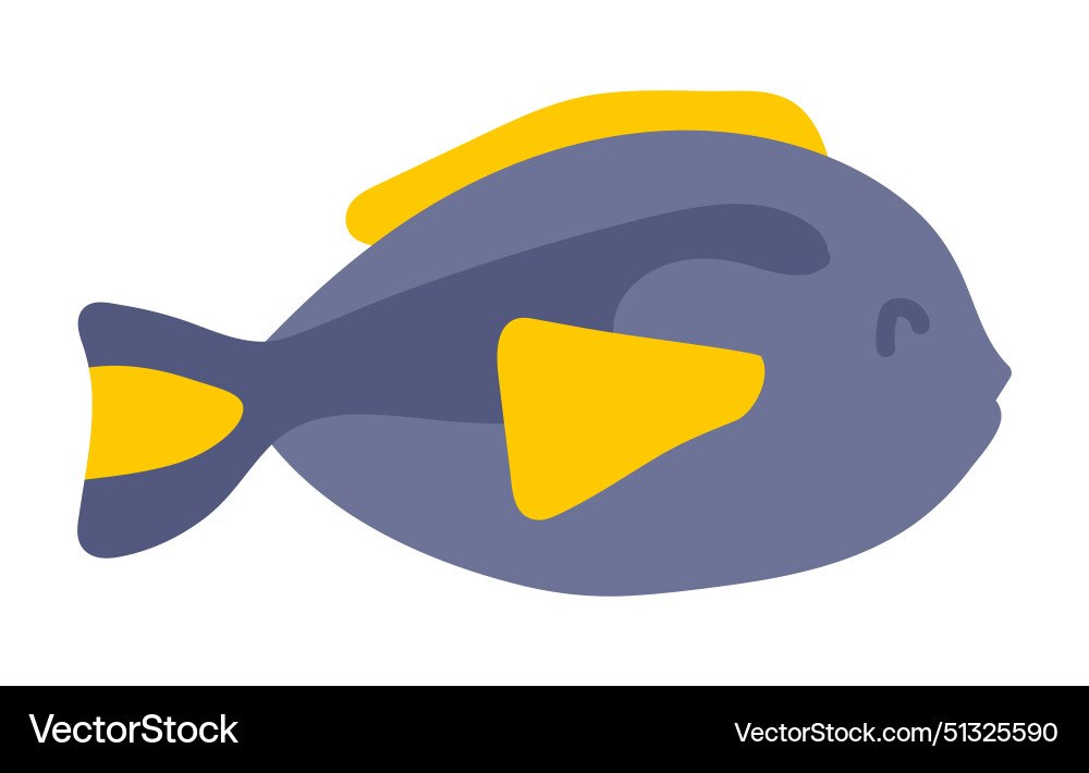 Cute surgeon fish in flat design underwater Vector Image