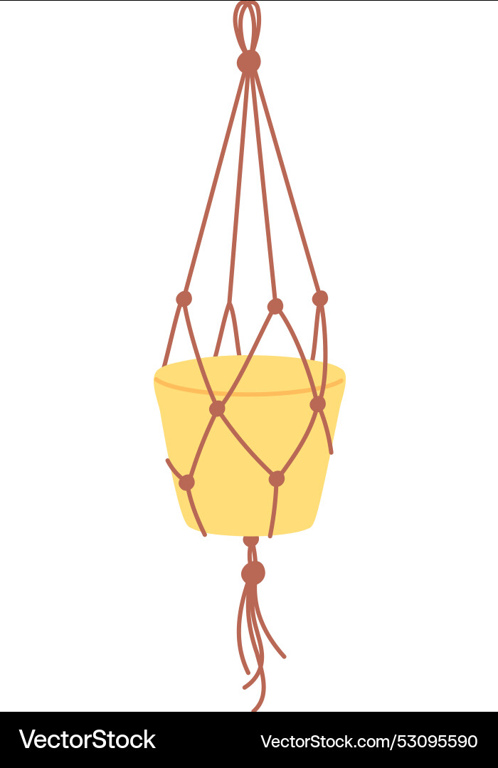 Decorative rope net with hanging flowerpot home Vector Image