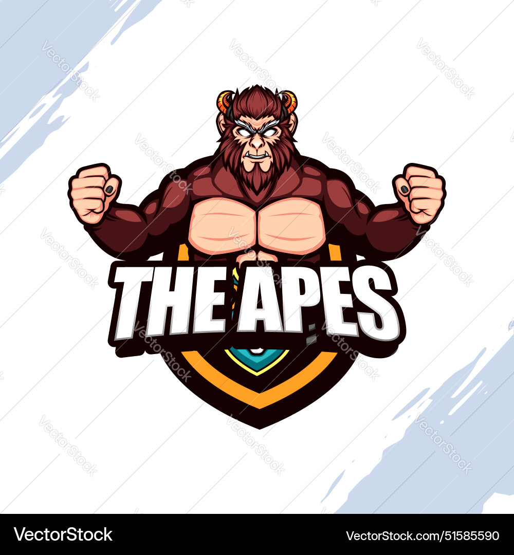 Furious muscular brown ape Royalty Free Vector Image