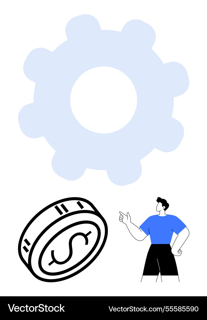 Gear representing teamwork and efficiency coin Vector Image