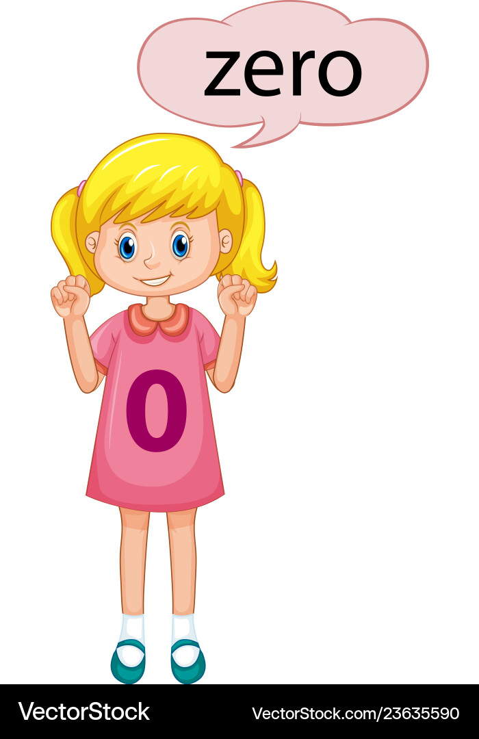 Girl counting number zero Royalty Free Vector Image